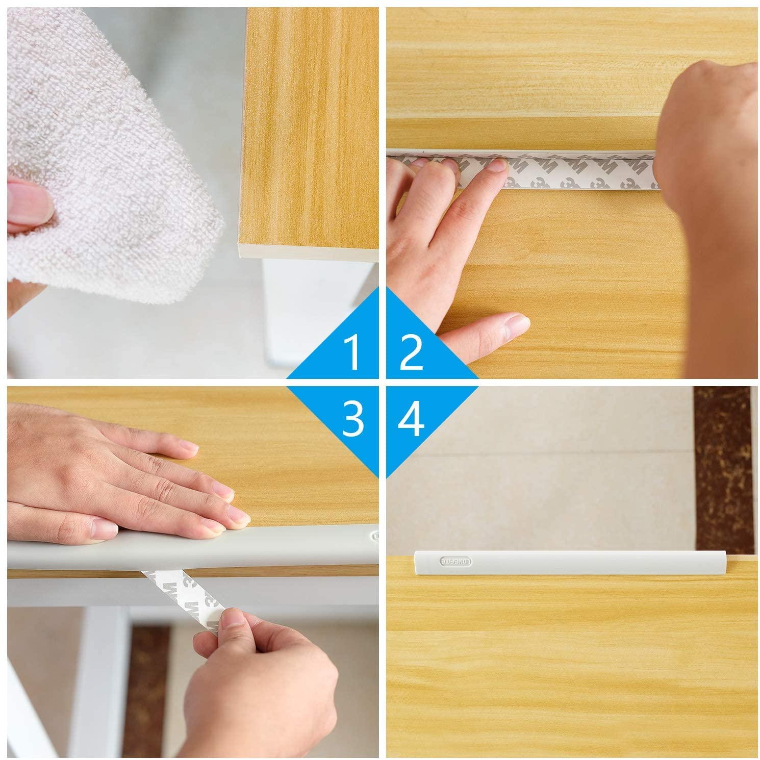 Edge and Corner Guards, 0.8 ft * 8 Pack, Food Grade Silicone Corner Protectors for Baby Proofing (Semitransparent White)