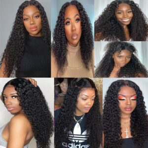 Ainmeys Curly V Part Wigs Brazilian Kinky Curly Human Hair Wigs for Black Women V Shape Wigs No Leave Out Lace Front Wigs Upgrade U Part Wigs Glueless Full Head Clip In Half Wigs(16IN 180% Density)