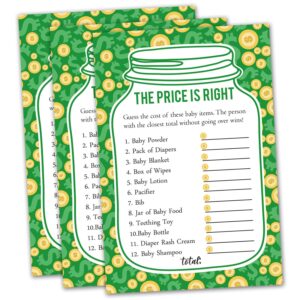 50 price is right baby shower game - funny questions bundle pack - guess if the price is right baby shower game ideas for boys, girls, or gender neutral.