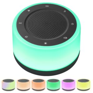 vicsoon white noise machine for baby kids adults, color noise sound machines with 32 soothing sounds and 7 colors night lights, sleep sound machines with 5 timers and memory features