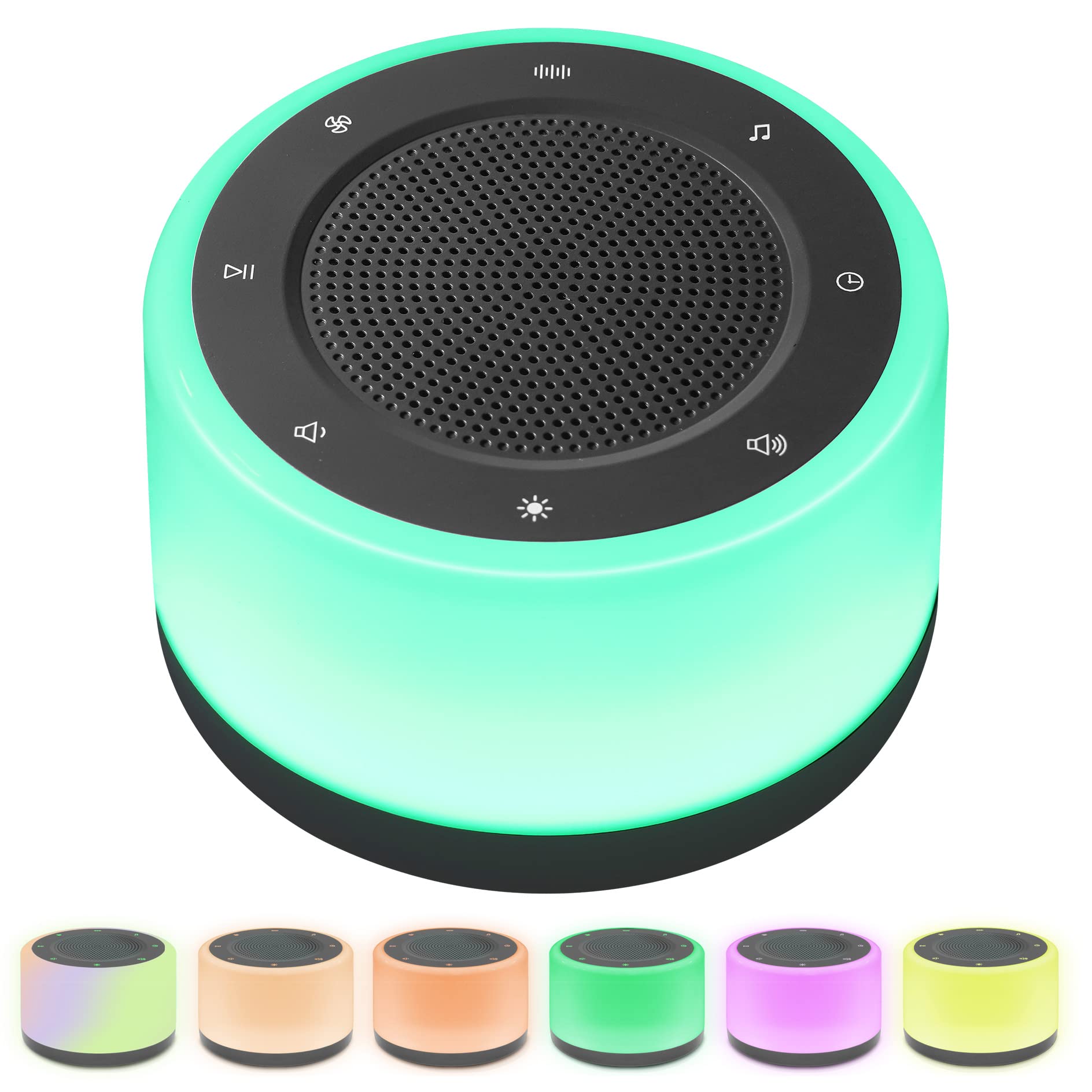 Vicsoon White Noise Machine for Baby Kids Adults, Color Noise Sound Machines with 32 Soothing Sounds and 7 Colors Night Lights, Sleep Sound Machines with 5 Timers and Memory Features