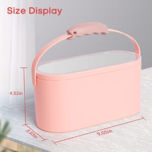 Buqikma Portable Makeup Bag with Light Up Mirror and Silicone Handle