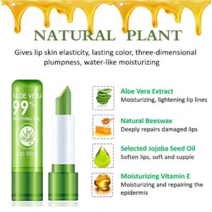 5 Pieces Aloe Vera Lipstick,Long Lasting Moisturizing Lip Balm,Nourishing Lip stick,Lipstick,Lip Balm,Magic Temp Color Change,Waterproof Lip Gloss Matte Makeup