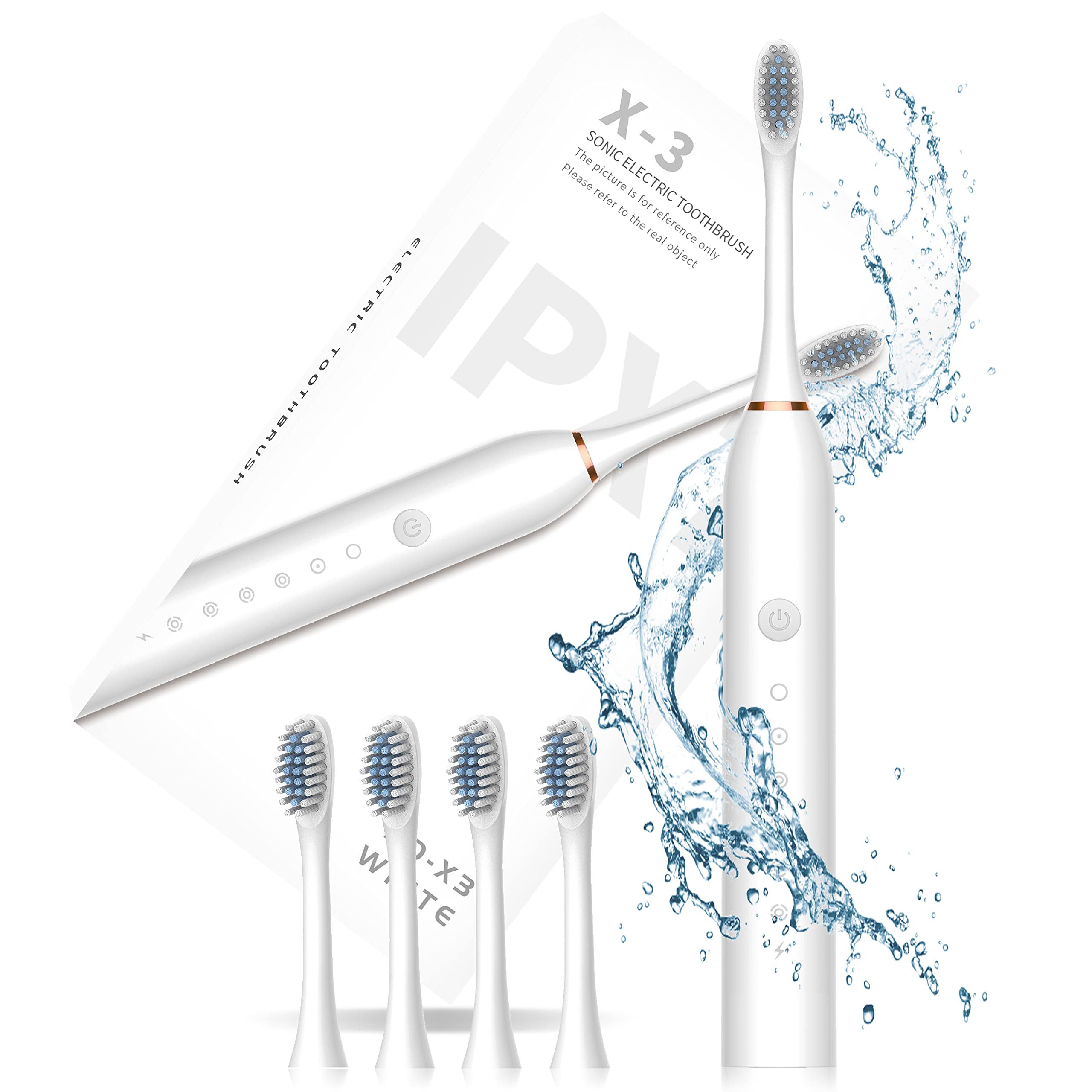 WQSS AOEIU KANGWeite Sonic Electric Toothbrushes USB Rechargeable Ultrasonic Tooth Brush with 4 Brush Heads 6 Cleaning Modes and Smart Timer IPX7 Waterproof Cleaning Toothbrushes for Adults and Kids