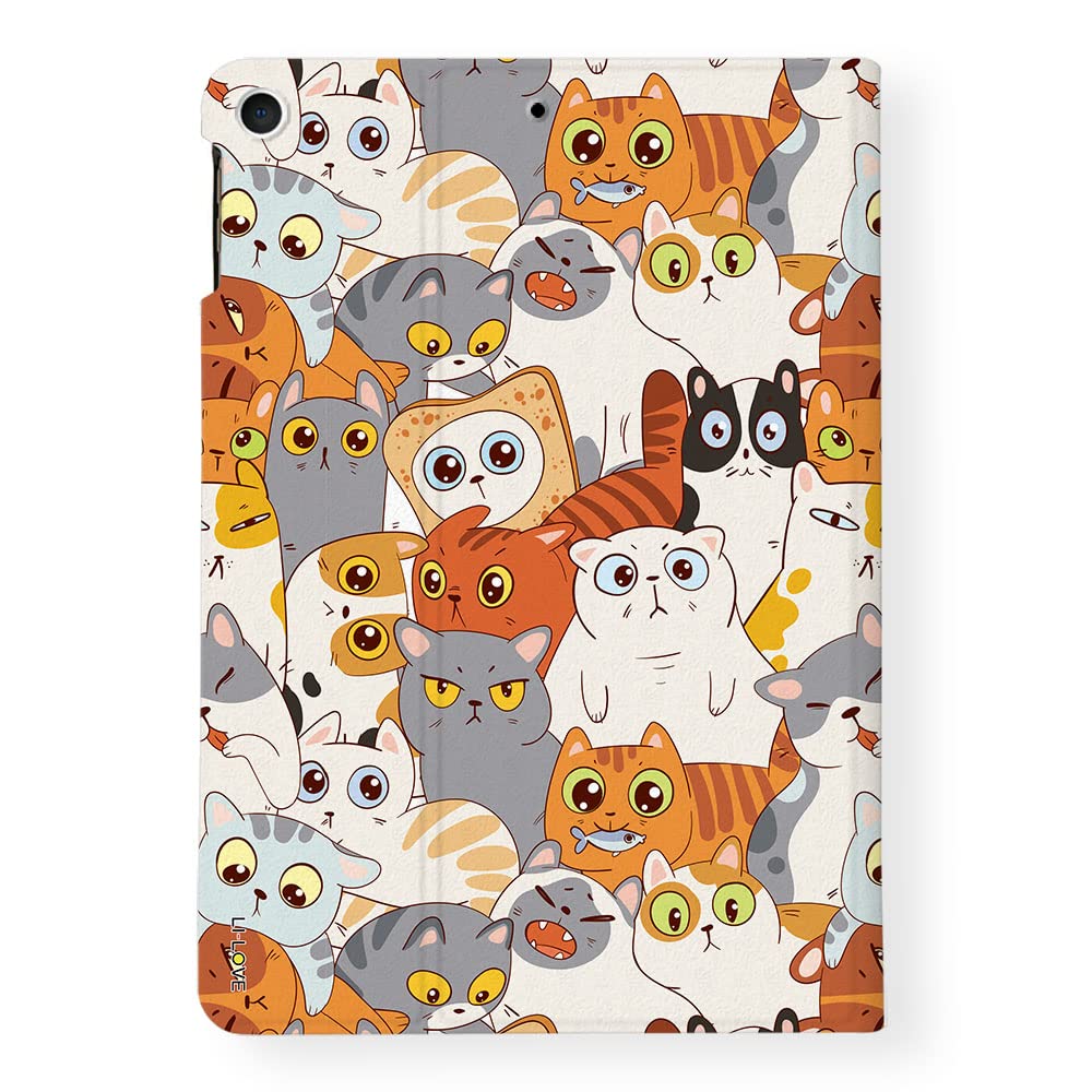 LI-LOVE Case for iPad 9th 8th 7th Generation 10.2 inch 2021 2020 2019 Release Lightweight Slim Protective Soft TPU Folio Stand Cover Cute Cat Adjustable Angles Auto Wake Sleep Smart Leather Case