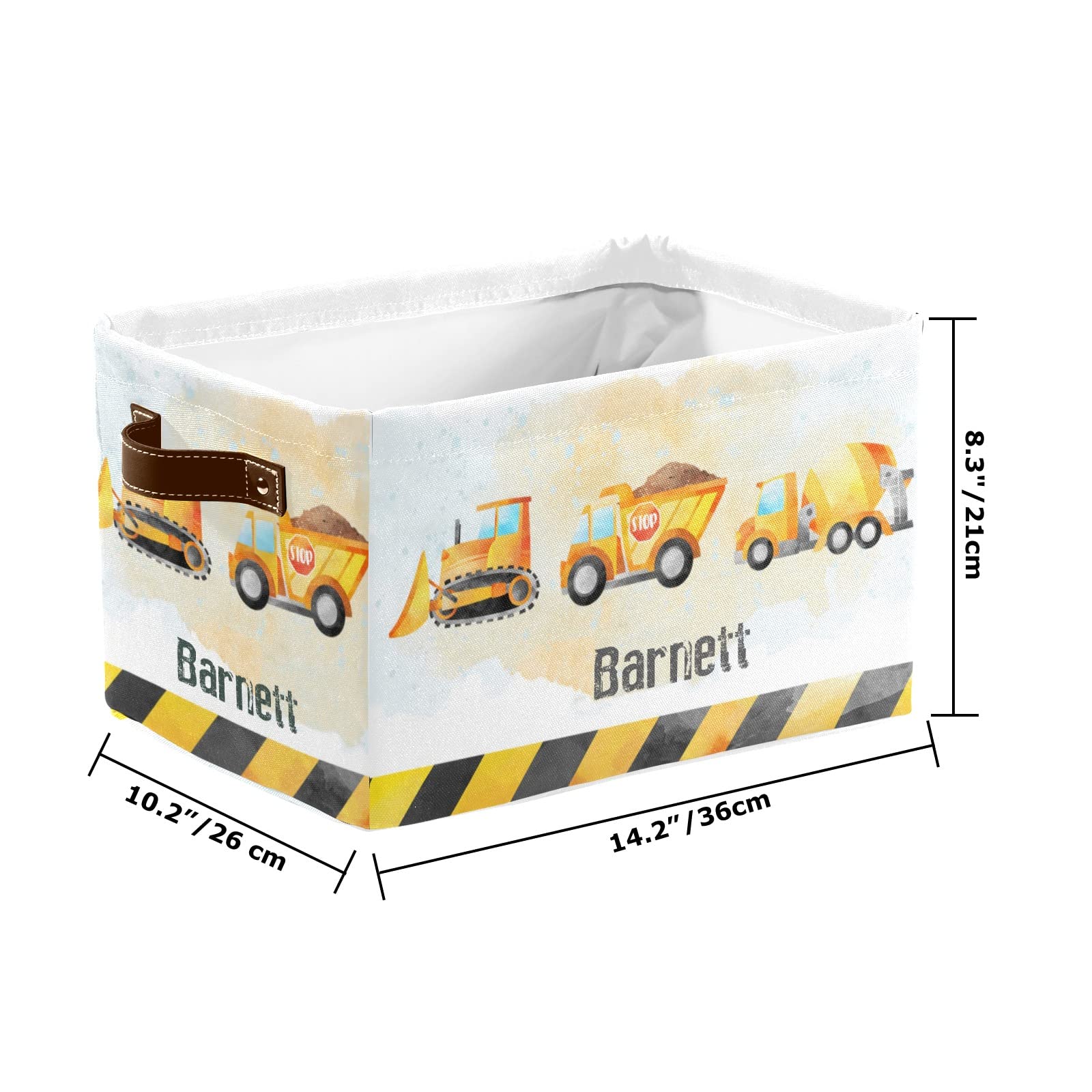 Joyestore Under Construction Truck Car Kid Boy Personalized Storage Bins Baskets Cubes Organizer with Handle for Shelves Closet Nursery Toy 1 Pack