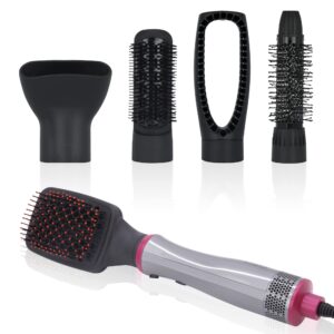 simeiyue hair dryer brush, blow dryer & volumizer styler hot air brush, negative ionic electric hair curler straightener brush, detachable & interchangeable brush head (gray&pink), by-812