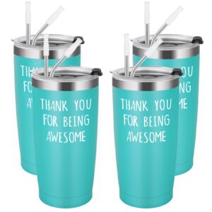 gtmileo thank you gifts for women, 2 pack thank you for being awesome stainless steel insulated travel tumbler, appreciation christmas gifts for coworker teacher employee friends(20oz, rose gold&mint)