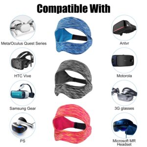 SAYAFAN VR Eye Mask, Adjustable Breathable VR Sweat Band for Meta/Oculus Quest 2/3/3S/Pro, HTC Vive, PS, Gear, VR Workouts (3PCS)