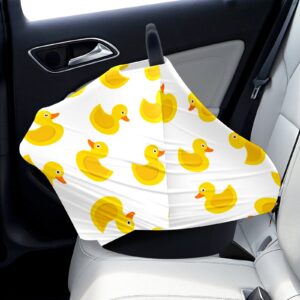 Baby Car Seat Stroller Covers Yellow Rubber Duck On White Nursing Cover Breastfeeding Scarf Soft Breathable Stretchy Coverage Carseat Canopy Cover for Boys and Girls Multi Usefor Baby Shower