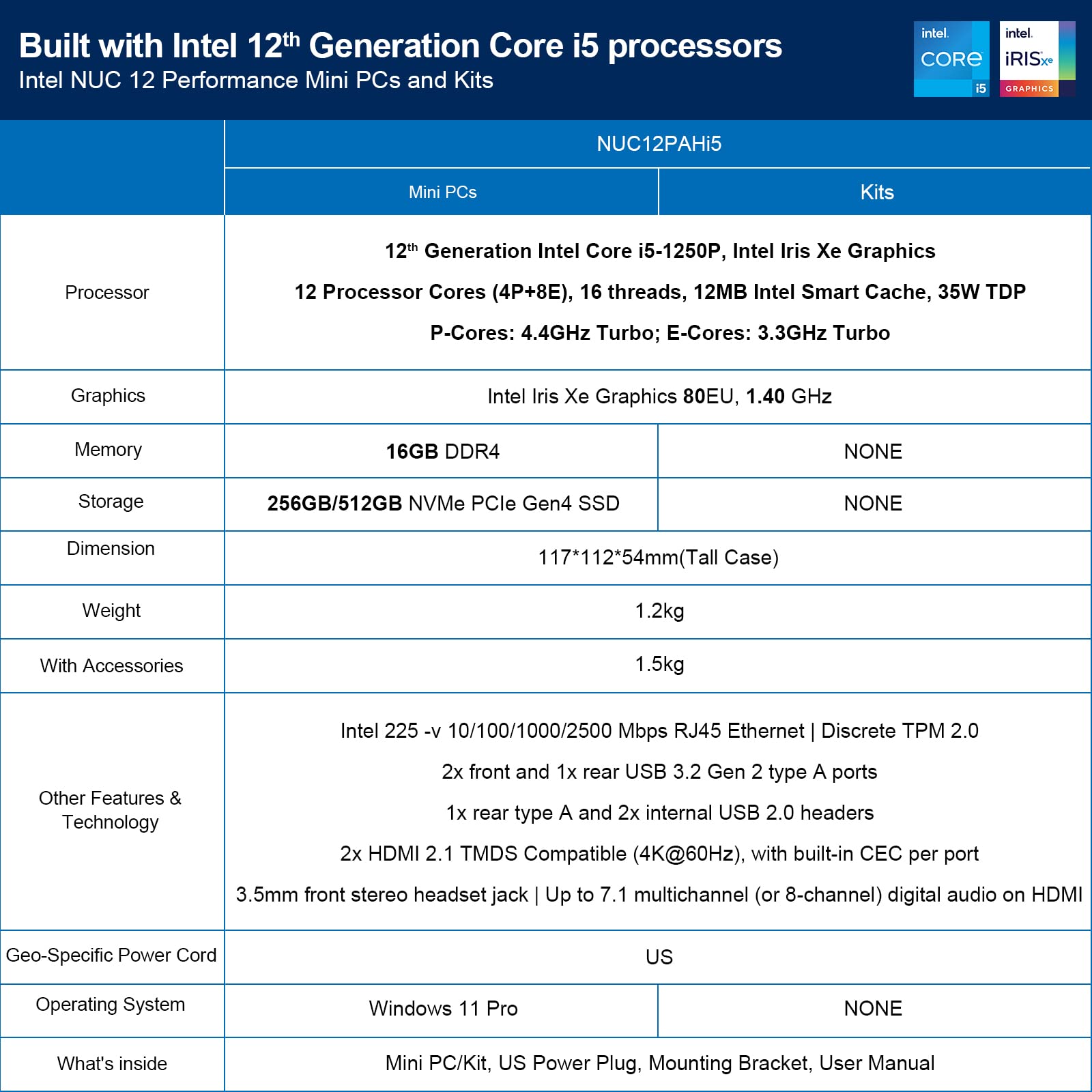 Intel NUC, Intel NUC 11 Mini PC, Panther Canyon NUC11PAHi5, Win11 Pro Mini Computer, Intel Core i5-1135G7,Up to 4.2GHz Turbo,4core,28W, Iris Xe Graphics,WiFi6,Thunderbolt 3(16GB RAM+256GB SSD)