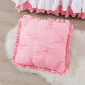 6 Pieces 100percent Cotton Toddler Crib Bedding Sets for Girls Pinch Pleat Lightweight Baby Comforter Set Dust Ruffle White Pink Pink and White