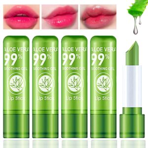 5 pieces aloe vera lipstick,long lasting moisturizing lip balm,nourishing lip stick,lipstick,lip balm,magic temp color change,waterproof lip gloss matte makeup