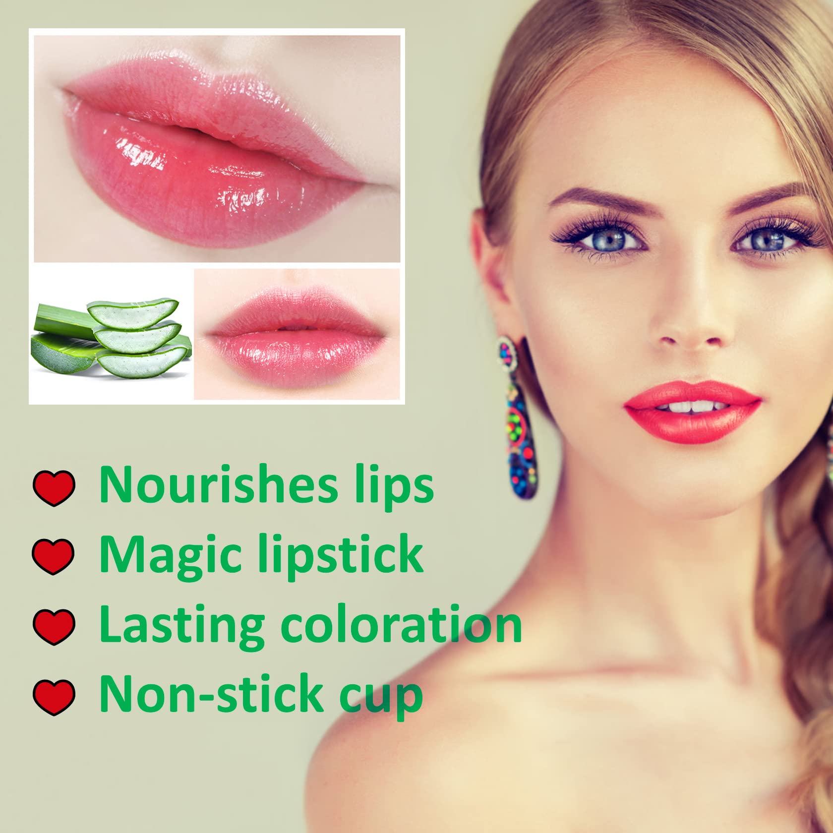 3 Pieces Aloe Vera Lipstick,Long Lasting Moisturizing Lip Balm,Nourishing Lip stick,Lipstick,Lip Balm,Magic Temp Color Change,Waterproof Lip Gloss Matte Makeup