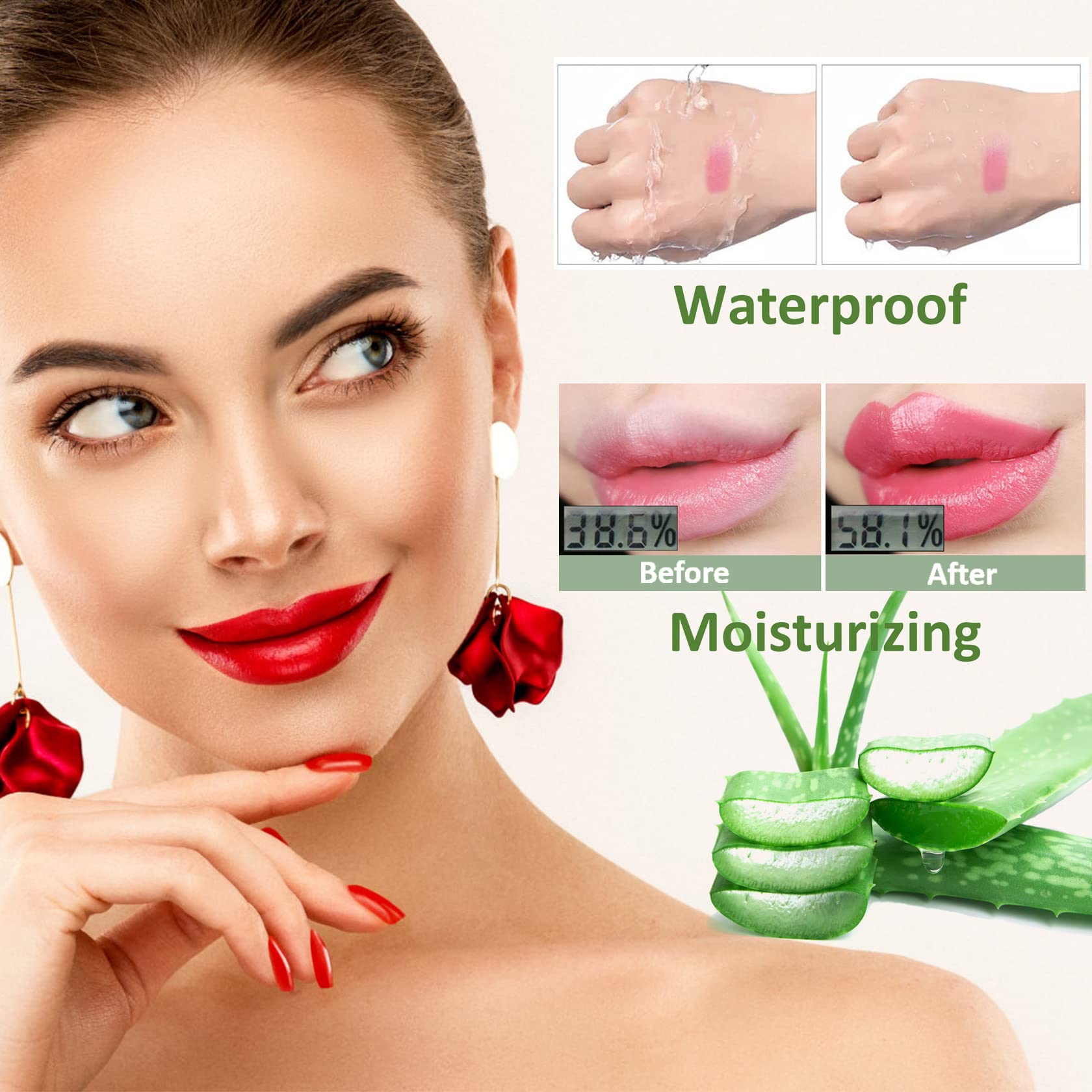 5 Pieces Aloe Vera Lipstick,Long Lasting Moisturizing Lip Balm,Nourishing Lip stick,Lipstick,Lip Balm,Magic Temp Color Change,Waterproof Lip Gloss Matte Makeup