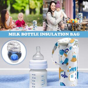 LNQ LUNIQI Insulated Baby Bottle Bags with Carrying Handle -Portable Travel Baby Feeding Bottle Bag to Keep Milk Warm Thermal Insulated Bottle Bag for Newborn Toddler (Grey)