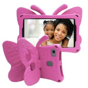 tading universal kids case for sunshine t1 tablet/sunshine t1 elite tablet case, shockproof light weight protective stand cover for cloud mobile sunshine t1 tablet 8 inch, cute butterfly - magenta