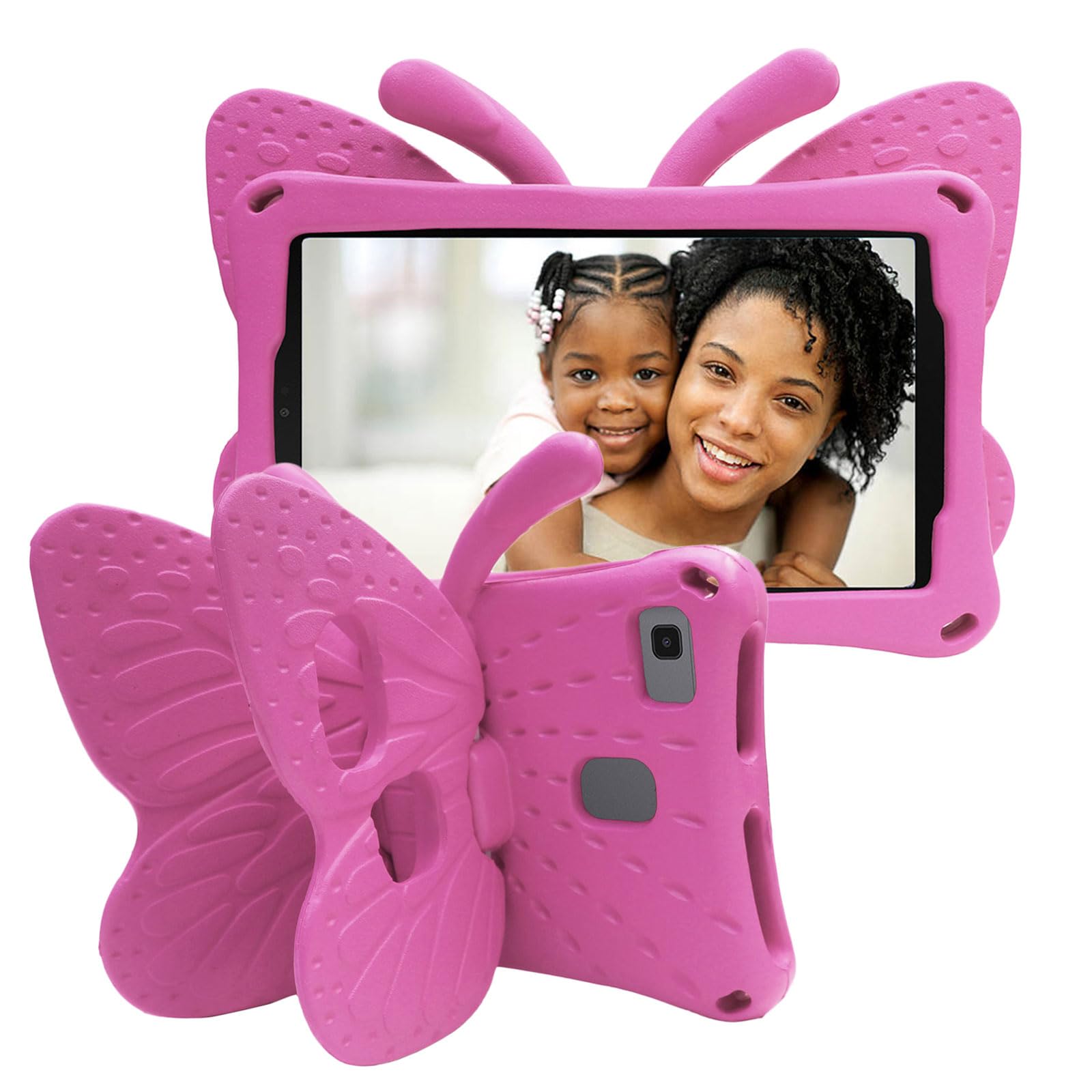 Tading Universal Kids Case for Sunshine T1 Tablet/Sunshine T1 Elite Tablet Case, Shockproof Light Weight Protective Stand Cover for Cloud Mobile Sunshine T1 Tablet 8 inch, Cute Butterfly - Magenta