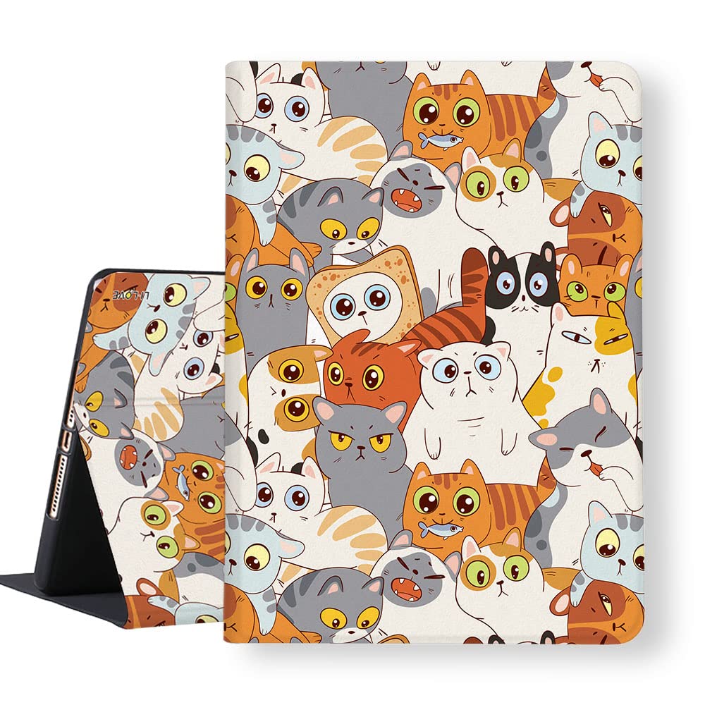 LI-LOVE Case for iPad 9th 8th 7th Generation 10.2 inch 2021 2020 2019 Release Lightweight Slim Protective Soft TPU Folio Stand Cover Cute Cat Adjustable Angles Auto Wake Sleep Smart Leather Case