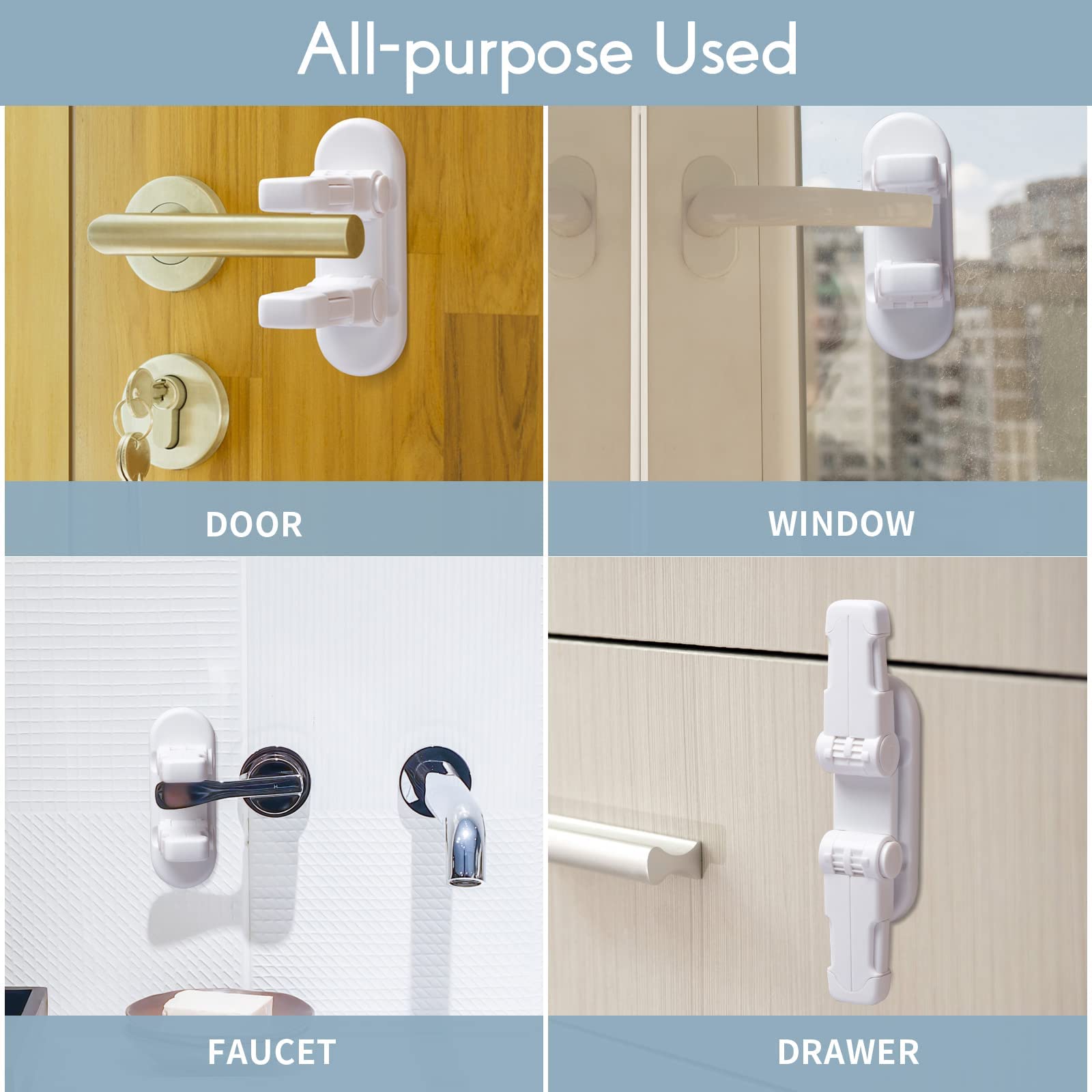 [Upgrade] 1 Pack Childproof Door Lever Lock, Child Door Lock Prevents Toddlers From Opening Doors, Durable ABS with 3M Adhesive Backing, Baby Door Lock Easily Used - Perfect for Door, Cabinet, Windows