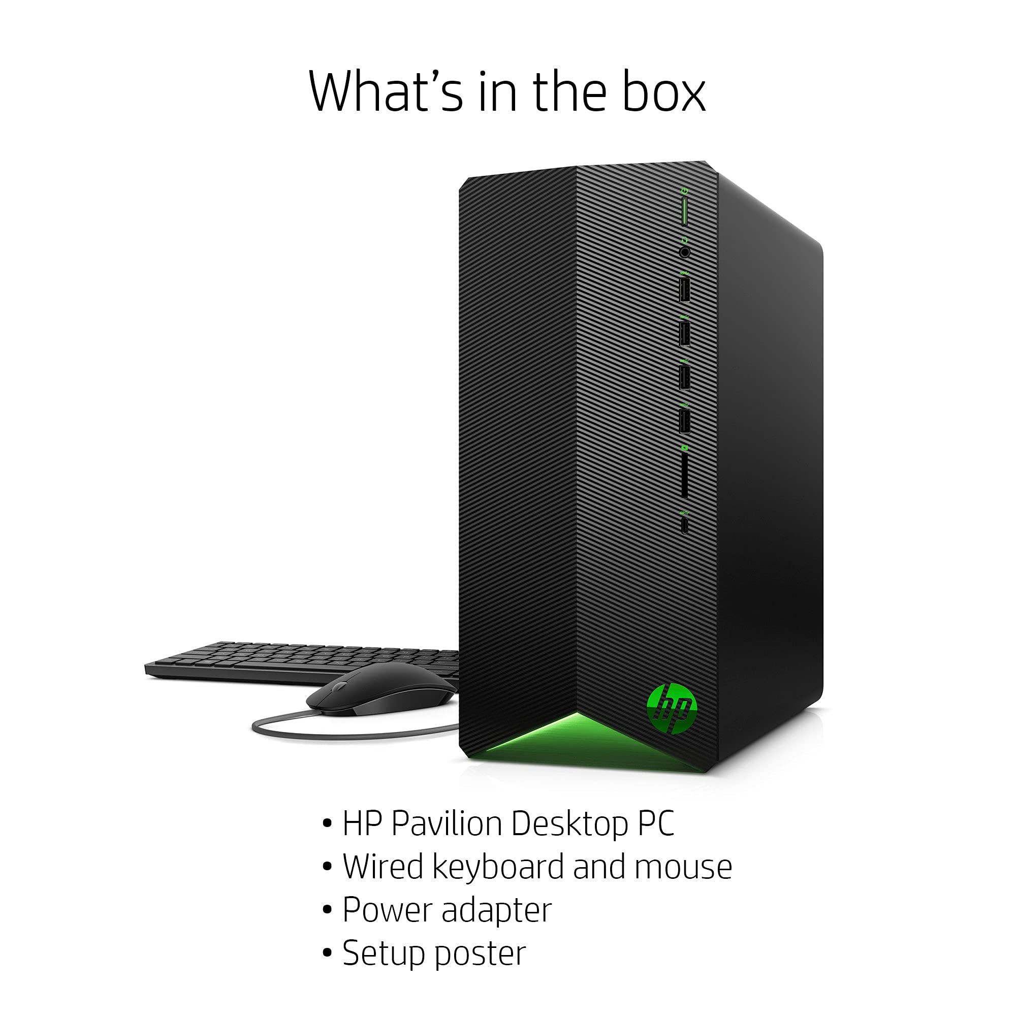 HP Pavilion Gaming Desktop PC - AMD 6-Core Ryzen 5 5600G Processor, AMD Radeon RX5500, 8GB RAM, 256GB PCIe NVMe SSD, Win 10 Home (Renewed)