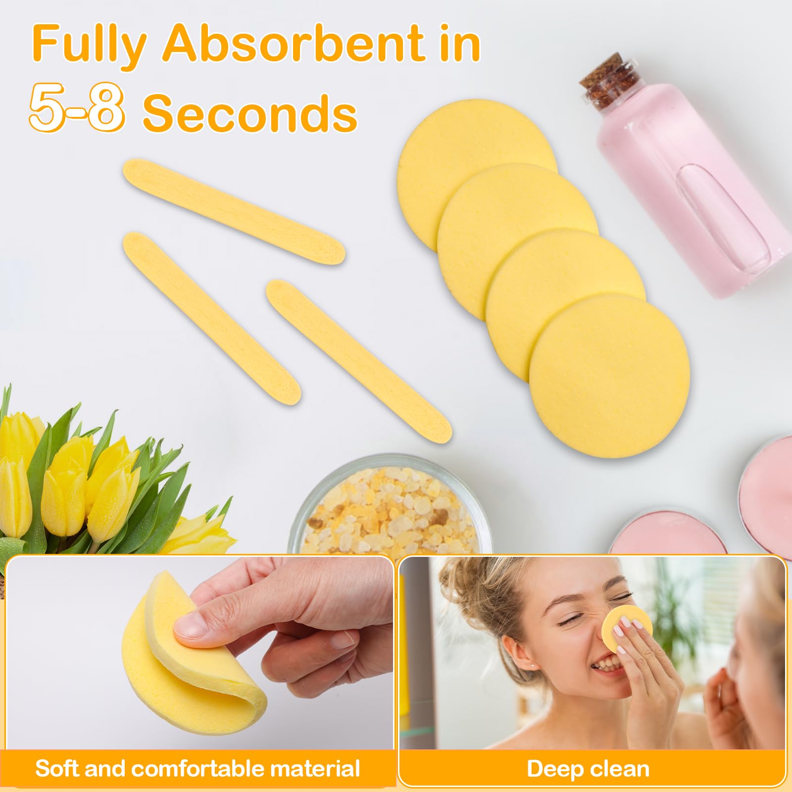 240+1 Count Compressed Facial Sponges, Luxiv Round Face Sponge Professional Compressed Makeup Removal Sponges for Estheticians Wash Face Sponge Compress Exfoliating Spa Pads With Portable Case