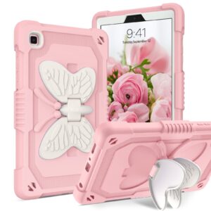 yinlai case for samsung galaxy tab a7 lite, tab a7 lite case 8.7 inch silicone kids girls with butterfly kickstand shockproof protective tablet cover for samsung tab a7 lite sm-t225/t220/t227, pink