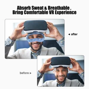 SAYAFAN VR Eye Mask, Adjustable Breathable VR Sweat Band for Meta/Oculus Quest 2/3/3S/Pro, HTC Vive, PS, Gear, VR Workouts (3PCS)