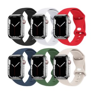 thwalk 6 pack bands compatible with apple watch band 40mm 41mm 42mm 44mm 45mm 46mm 49mm iwatch silicone band ultra 2/ultra se series 10/9/8/7/6/5/4 for women men (40/41/42mm s/m, black/white/red/abyss blue/clover/starlight)