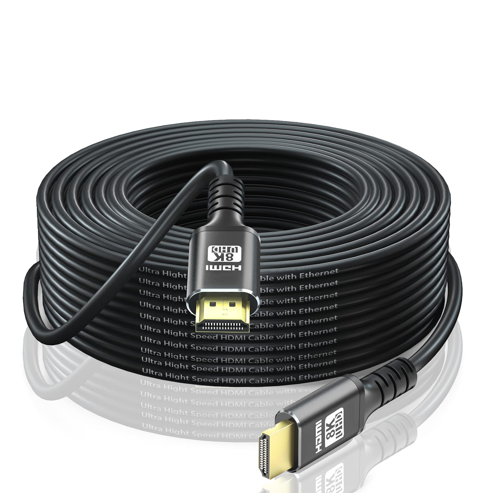 Soonsoonic HDMI 2.1 Cable 40 Ft 8K 48Gbps Ultra High Speed Cables & 8K@60Hz 4K@120Hz 144Hz eARC Dynamic HDR 3D HDCP2.2&2.3 HDMI Cord | for HDTV Monitor RTX 3090 Xbox Series X PS5 ect (12M)