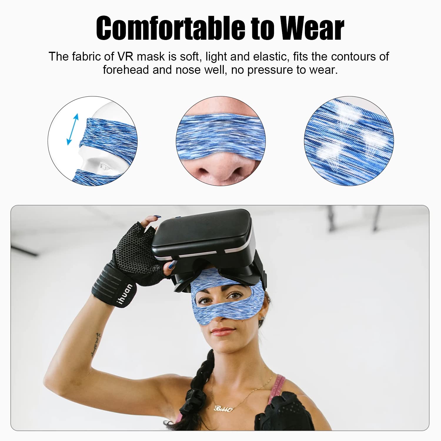 SAYAFAN VR Eye Mask, Adjustable Breathable VR Sweat Band for Meta/Oculus Quest 2/3/3S/Pro, HTC Vive, PS, Gear, VR Workouts (3PCS)