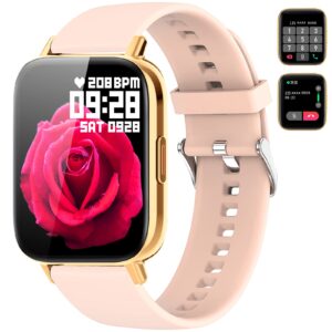 smart watch for women (make/answer call), smart watches for android and ios phones, 1.69" touch screen waterproof fitness tracker with heart rate/blood oxygen/sleep monitor pedometer calorie (pink)