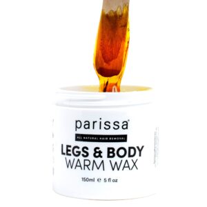 parissa legs & body warm wax kit, salon-style microwavable formula for coarse hair removal on face or body, at-home waxing kit