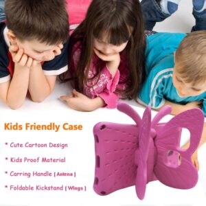 Tading Universal Kids Case for Sunshine T1 Tablet/Sunshine T1 Elite Tablet Case, Shockproof Light Weight Protective Stand Cover for Cloud Mobile Sunshine T1 Tablet 8 inch, Cute Butterfly - Magenta