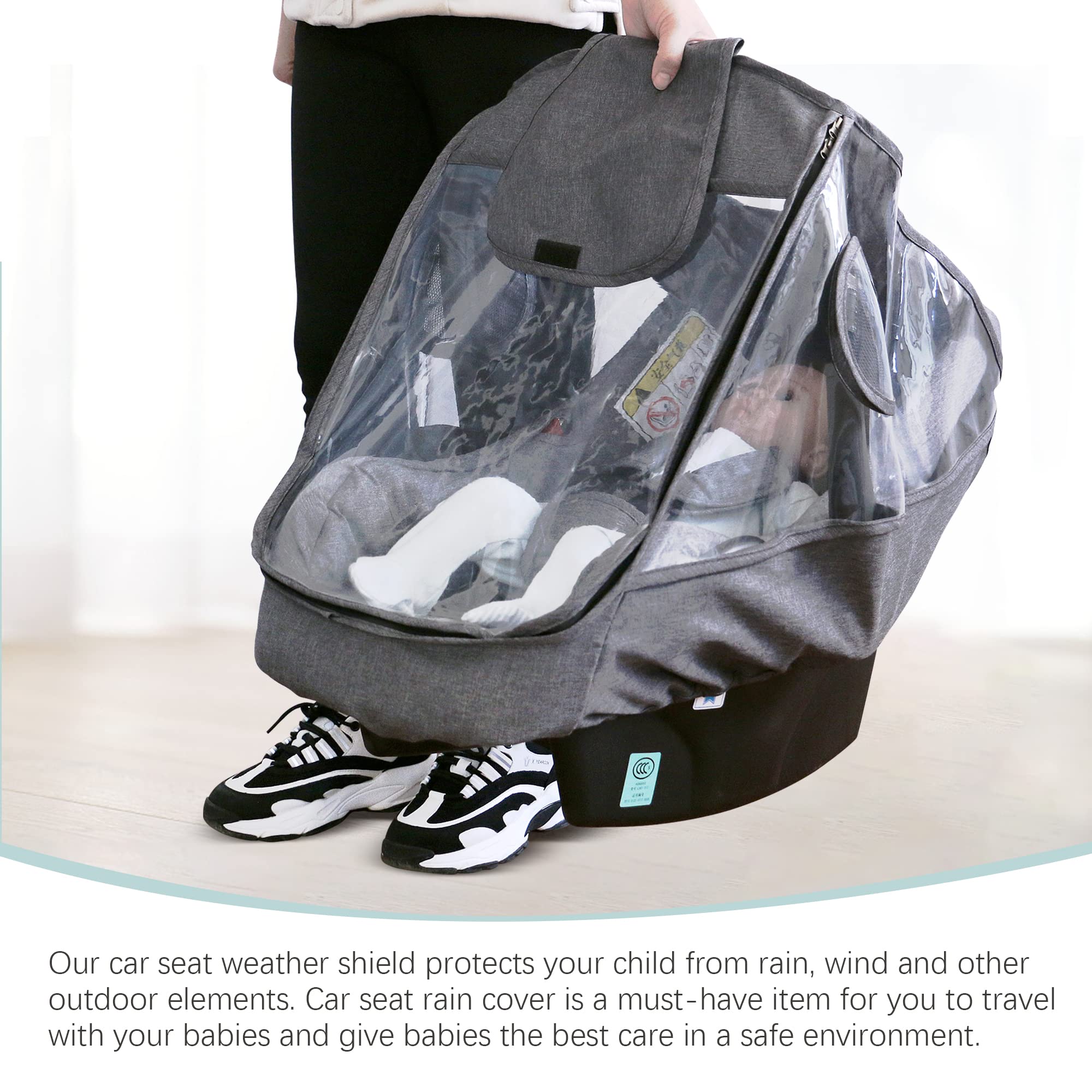 Universal Car Seat Rain Cover Infant Car Seat Weather Shield Waterproof Windproof Protection with Storage Bag