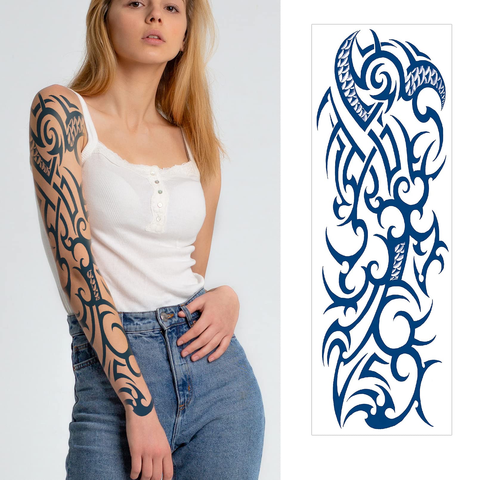 Aresvns Semi Permanent Sleeve tattoos for Men and women, Realistic Fake Tattoos Full Arm Waterproof & Long-Lasting 2 Weeks