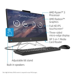 HP Pavilion 22" All-in-One PC, Full HD Touch Display, AMD Ryzen 3 3250U Processor, 16 GB RAM, 1TB HDD, Webcam, Wi-Fi, HDMI, 3 in 1 SD Card Reader, DVD-Writer, Windows 11 (Latest Model)