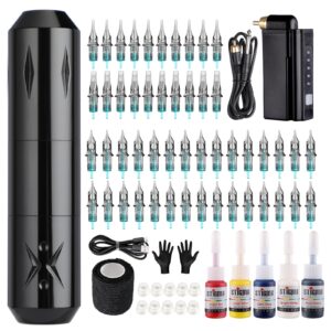 stigma wireless tattoo gun tattoo kit complete with 50pcs tattoo cartridge needles 1400mah tattoo battery 5 colors ink set with accessories stp29kitp199-1