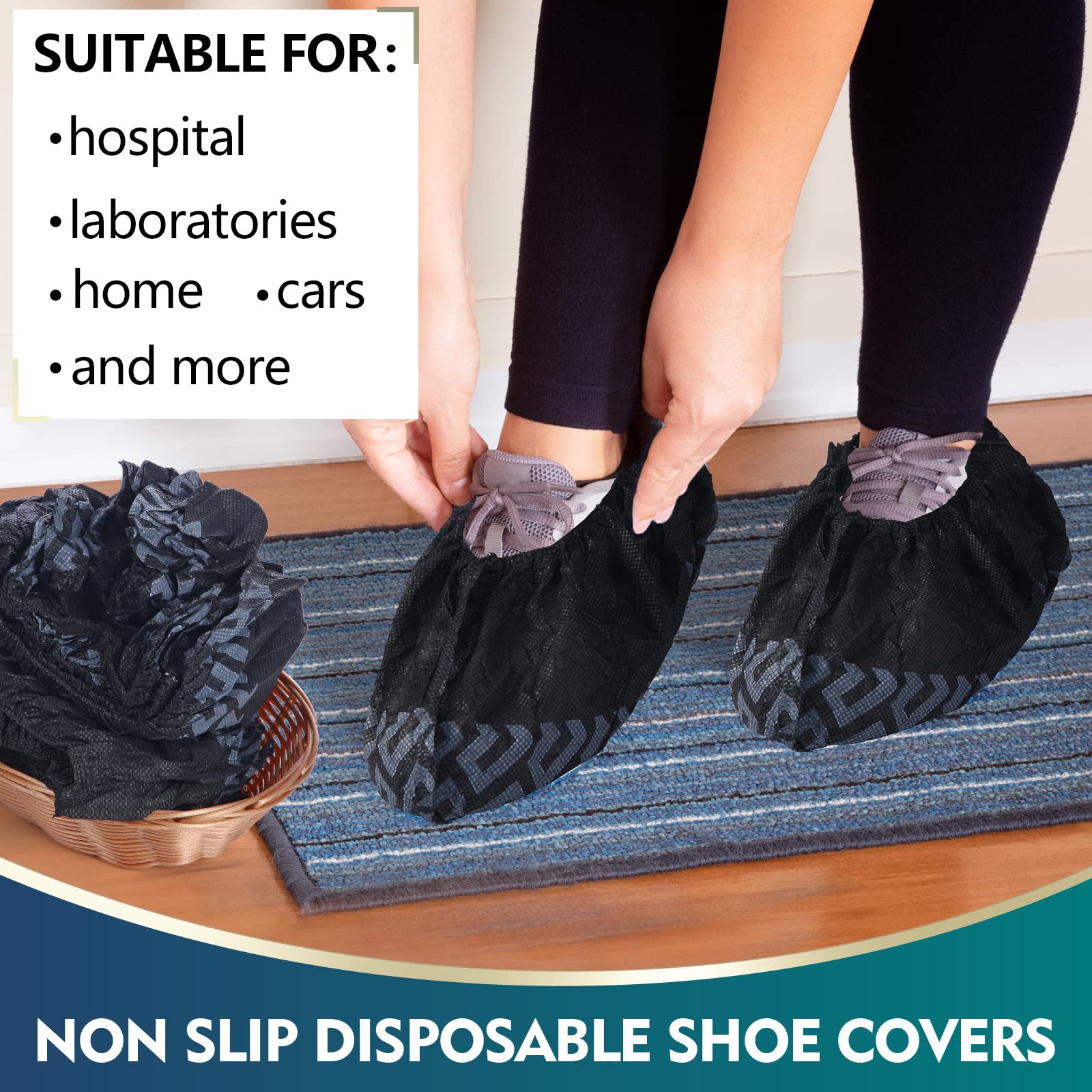 200 Pack Disposable Boot Shoe Covers Non Slip Disposable Shoe Covers Large Foot Booties for Shoe Covers for Indoors Contractors Floor and Carpet Protectors Shoe Coverings