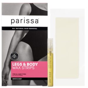 parissa legs & body 24 biodegradable wax strips kit for at-home hair removal with ready-to-use large wax strips for all hair types, pink (pw-st40)