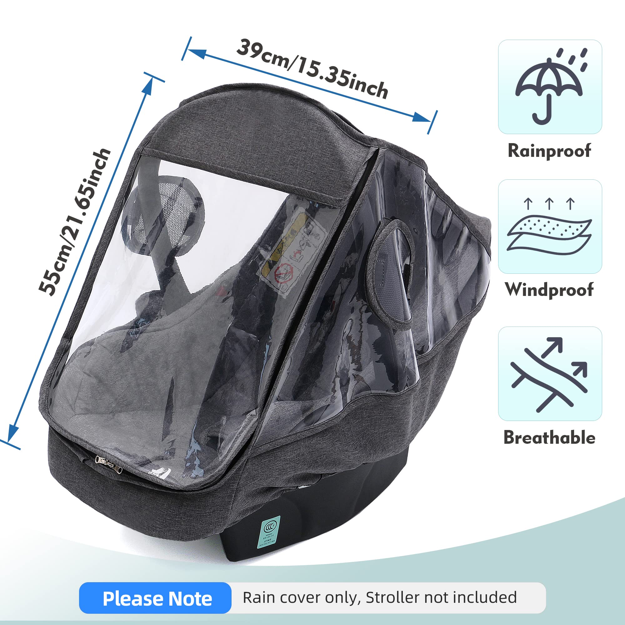 Universal Car Seat Rain Cover Infant Car Seat Weather Shield Waterproof Windproof Protection with Storage Bag