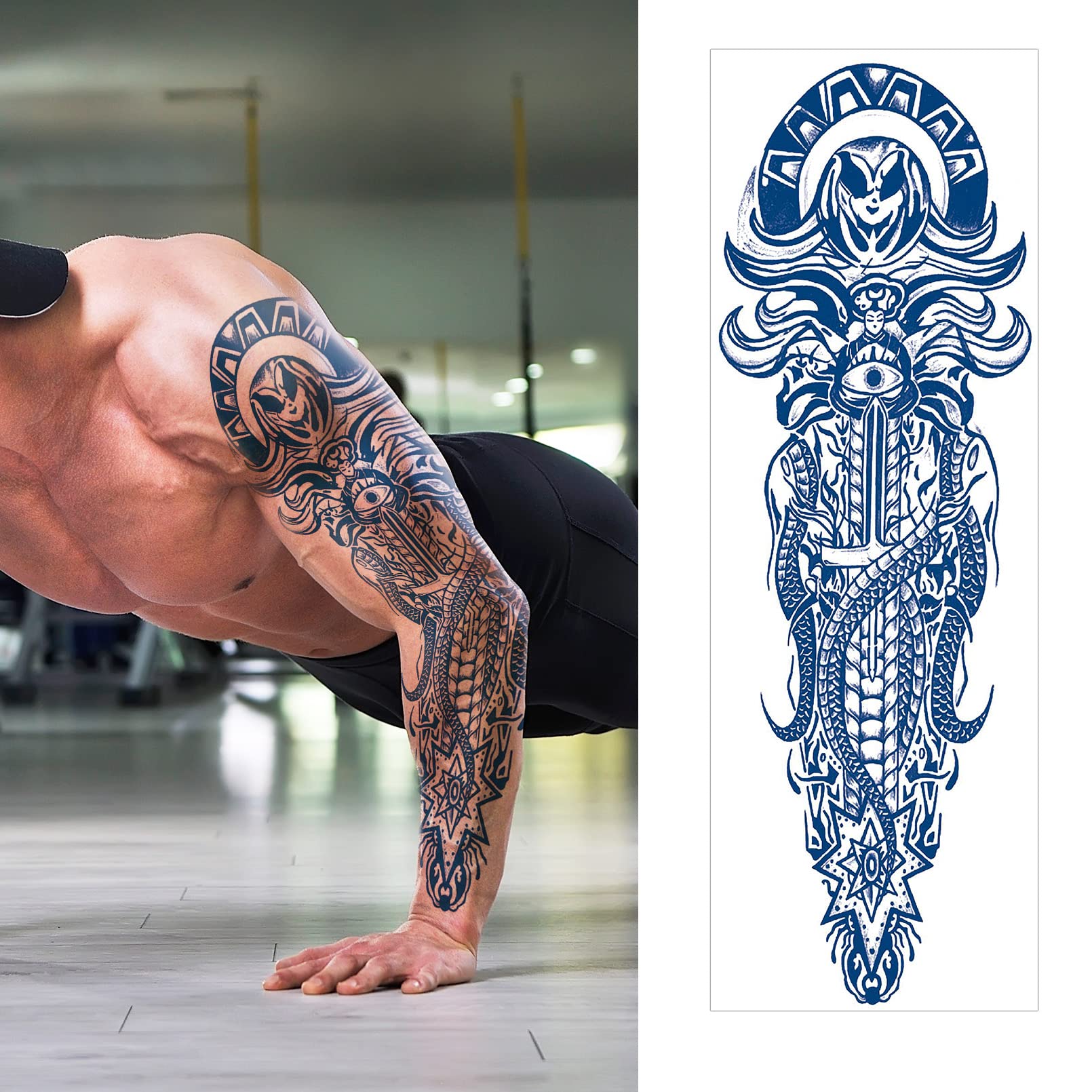 Aresvns Semi Permanent Sleeve tattoos for Men and women, Realistic Fake Tattoos Full Arm Waterproof & Long-Lasting 2 Weeks