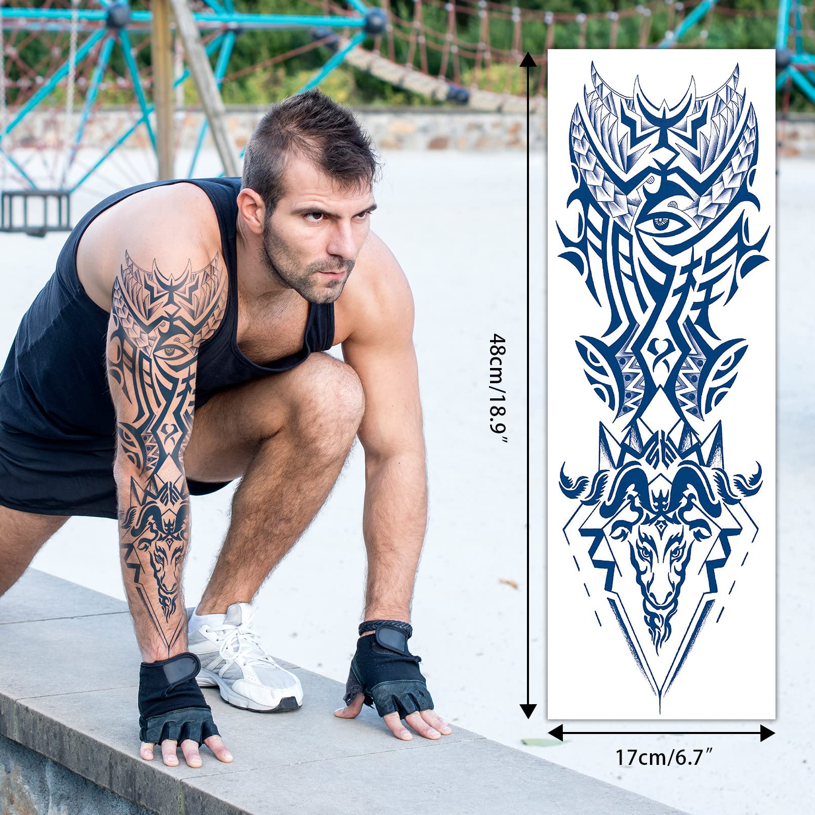 Aresvns Semi Permanent Sleeve tattoos for Men and women, Realistic Fake Tattoos Full Arm Waterproof & Long-Lasting 2 Weeks