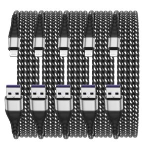 iphone charger cable,5 pack 10ft [mfi certified] extra long lightning cable,strong nylon braided 10 foot charging cord for iphone 12/11/11pro/11max/ x/xs/xr/xs max/8/7/6/5s/se/ipad mini air (black)