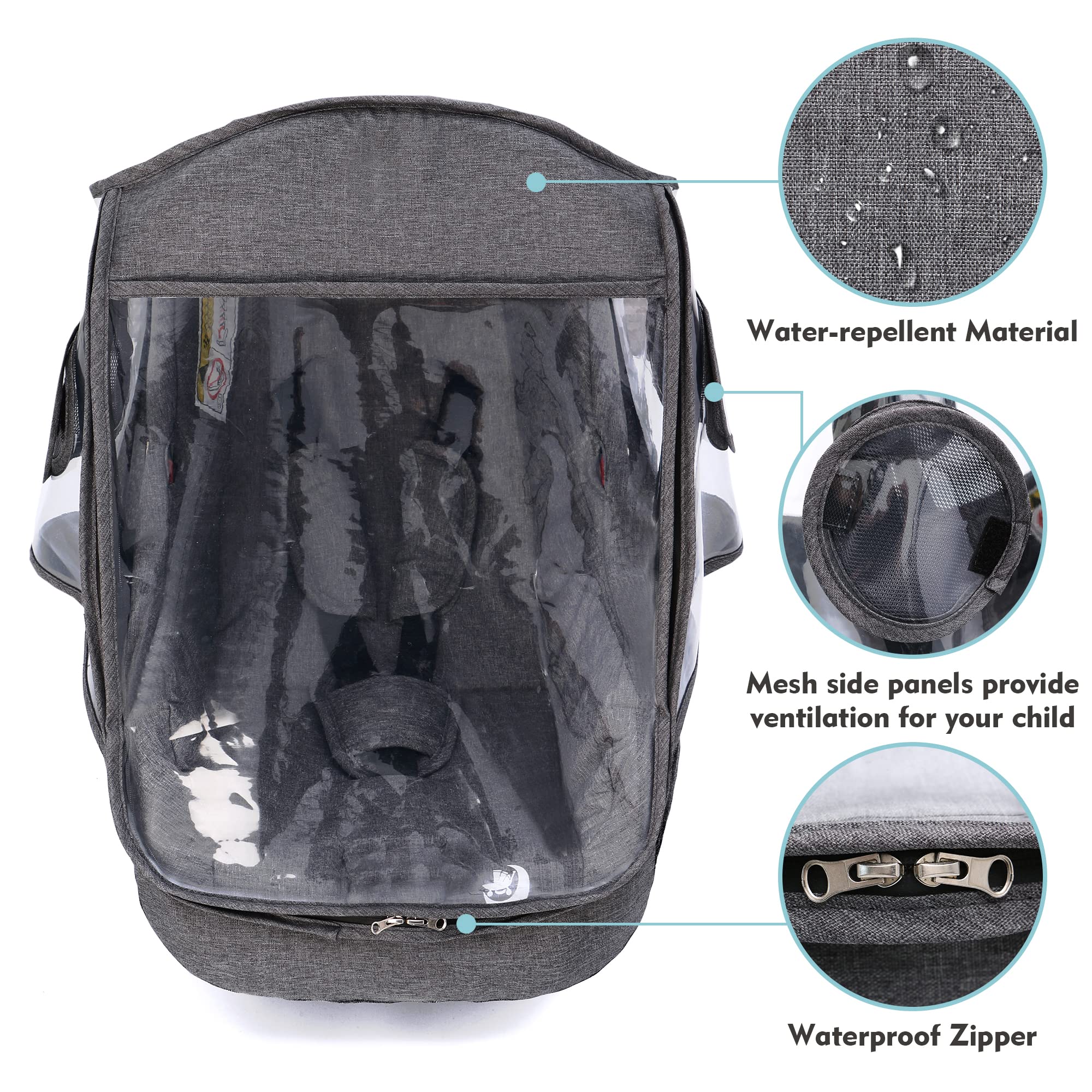 Universal Car Seat Rain Cover Infant Car Seat Weather Shield Waterproof Windproof Protection with Storage Bag