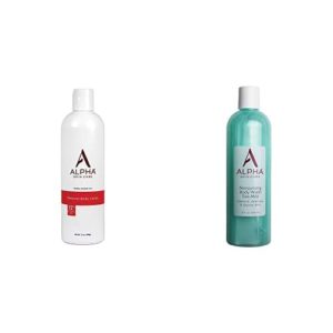 alpha skin care anti-aging moisturizing body wash with glycolic alpha hydroxy acid (12 oz) + renewal body lotion with 12% glycolic alpha hydroxy acid (12 oz) bundle