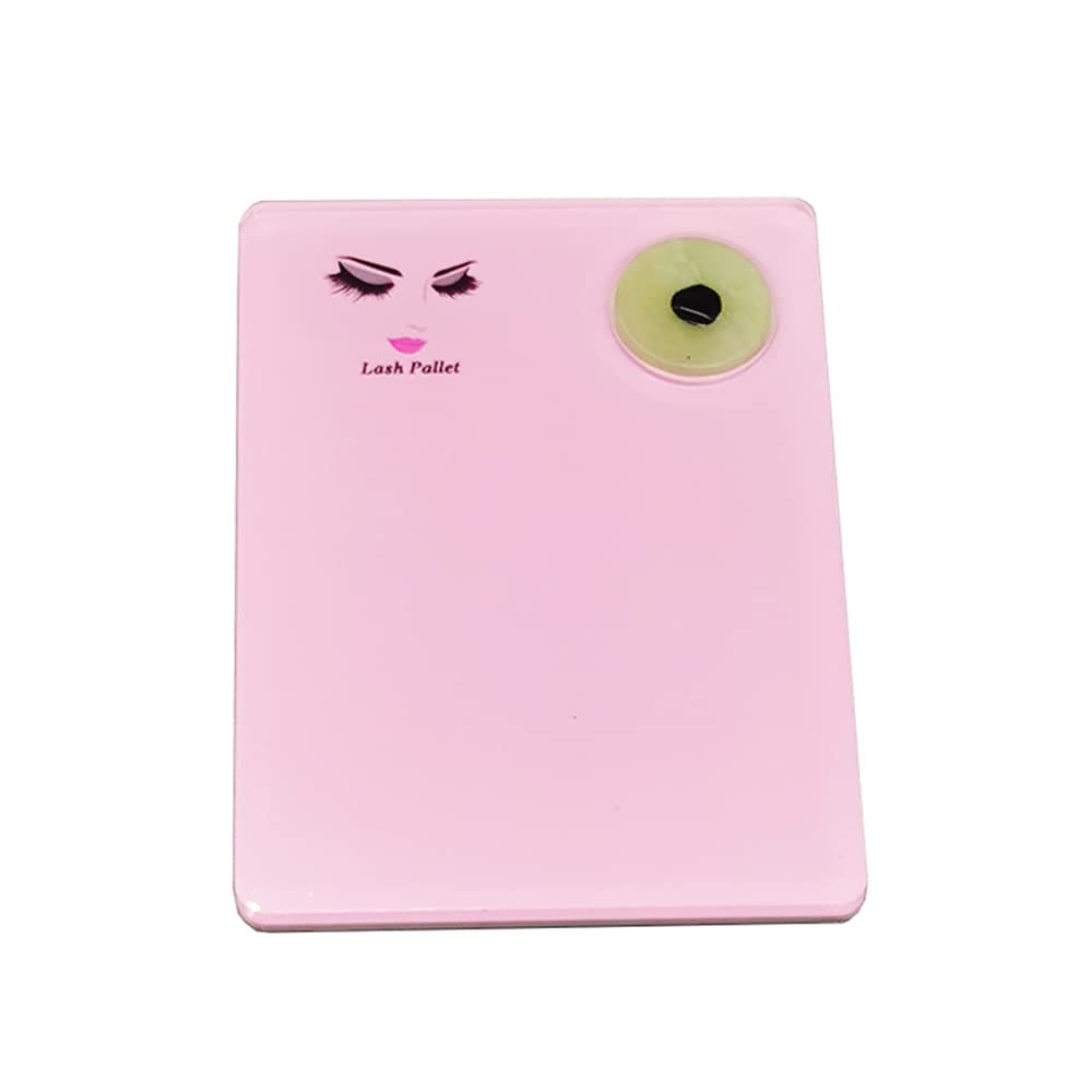 Acrylic Eyelash Extension Eye Lash Pallet Tool, Grafting False Eyelash Jade Console Round Jade Stone Organizer Eyelash Extension Grafting Pad Lash Tray Gasket (Pink)