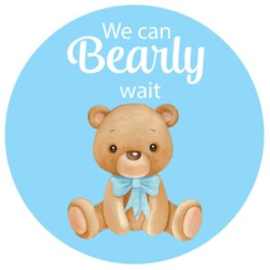 thank you stickers teddy bear baby shower boy favor labels set of 36 (2.5 inch round)