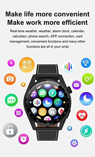 NW HANDA HK3 Pro Smart Watch for Men Women, Fitness Tracker Smartwatch with Heart Rate Blood Pressure Sleep Monitor Pedometer Bluetooth Call IP68 Waterproof Activity Tracker (Black+Brown)