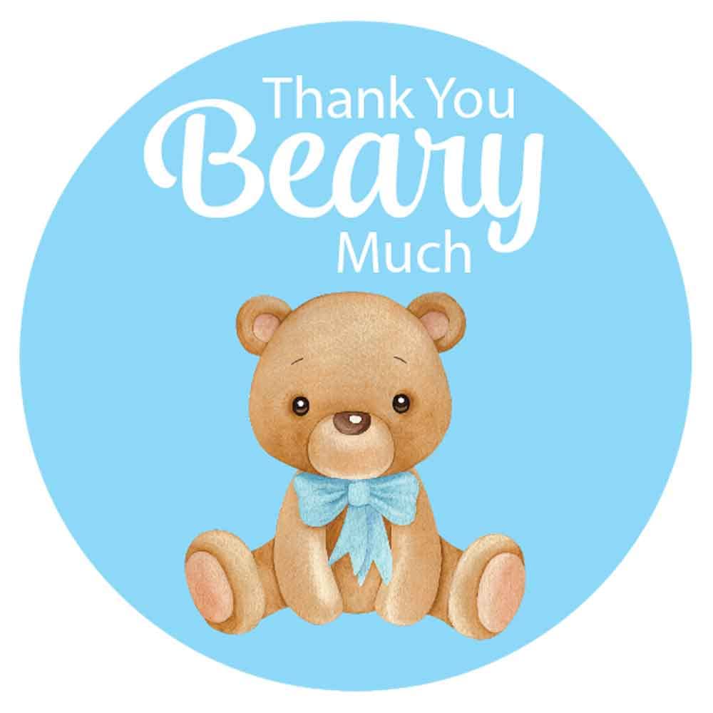 Thank You Stickers Teddy Bear Baby Shower Boy Favor Labels Set of 189 (1 Inch Round)